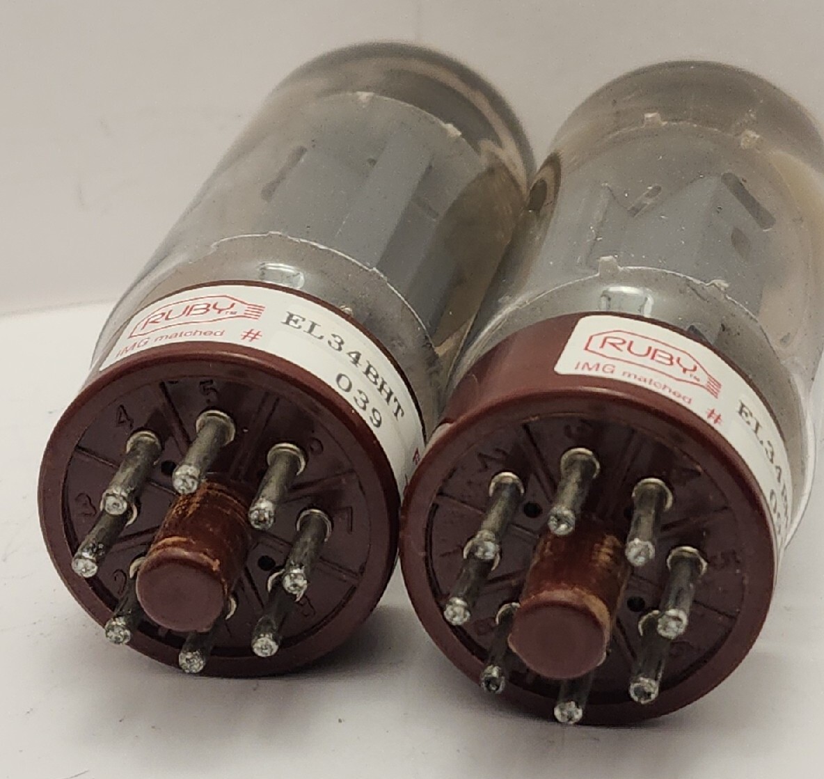 (2) Ruby EL34 6CA7 Matching Pair Red Base Vacuum Tubes Tested 90% ...