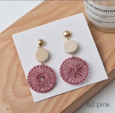 Bohemian Earrings Women Big Round Hollow Drop String Trendy, PINK ...