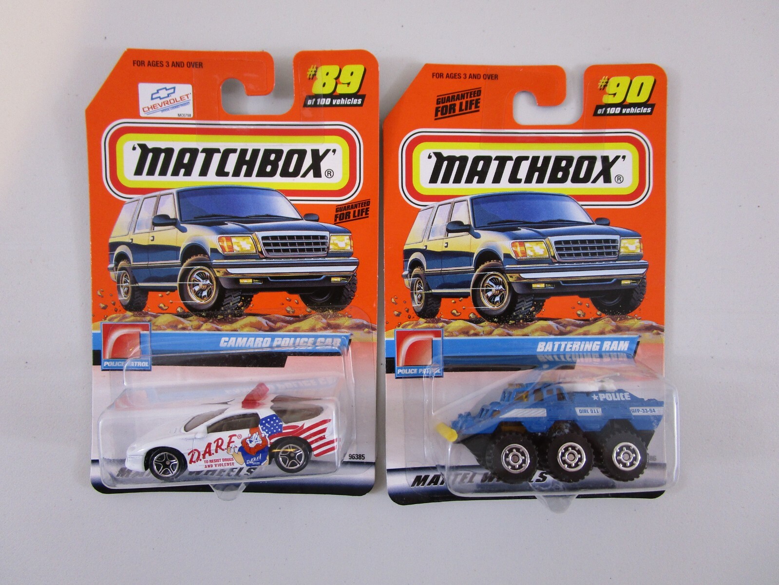 LOT OF (2) 1999 MATCHBOX: #89 CAMARO POLICE CAR, #90 BATTERING RAM | eBay