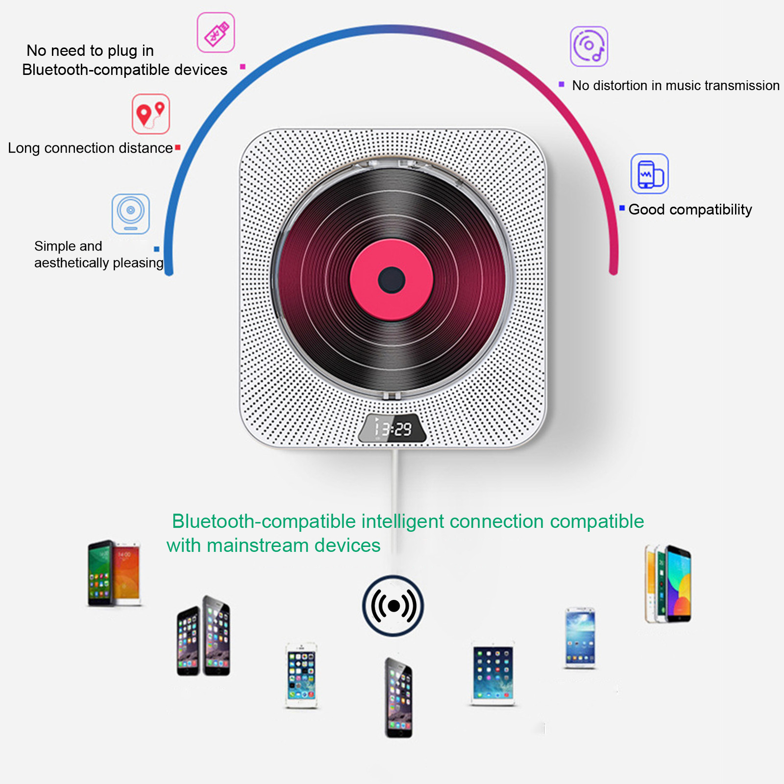 1 Set Compact Disk Player Disc /tf Repeat Study Fm Radio Compact Disk ...