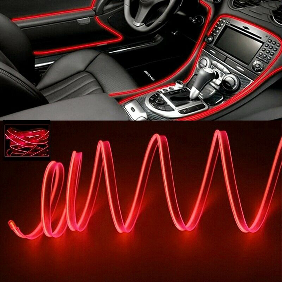 2m Red LED Car Interior Decorative Atmosphere Wire Strip Light ...