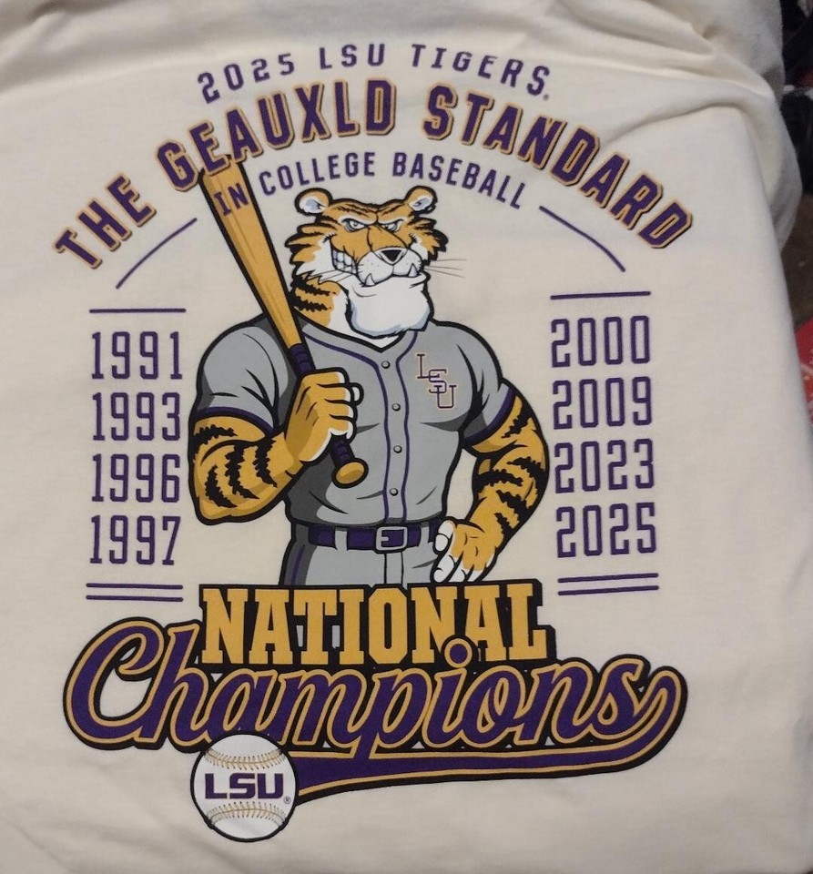 2025 College World Series CWS LSU Tigers National Champion XL shirt | eBay