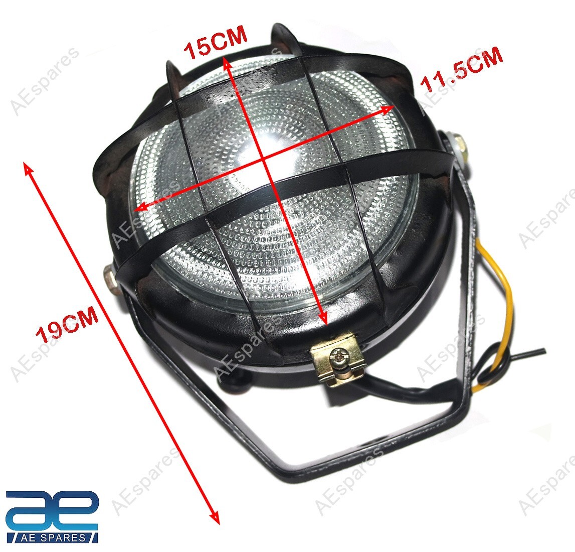 Black Plough lamp Spot Light With Bulb & Grill For Massey Ferguson ECs | eBay