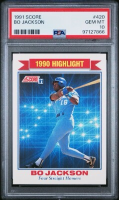 Bo Jackson 1991 Score 1990 Highlight Baseball Card #420 PSA 10 Gem Mint ...