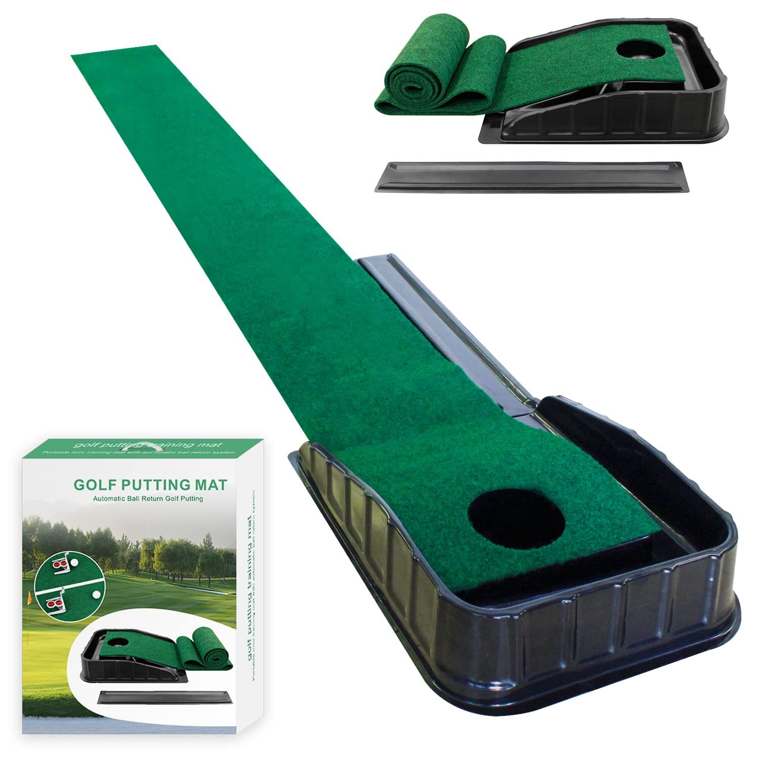 Golf Ball Return Putting Green-Indoor and Outdoor Mini Putting Mat ...