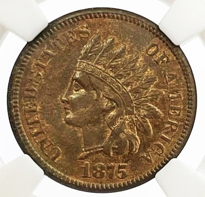 1875 US INDIAN HEAD CENT COIN NGC MINT STATE 64 RED BROWN | eBay