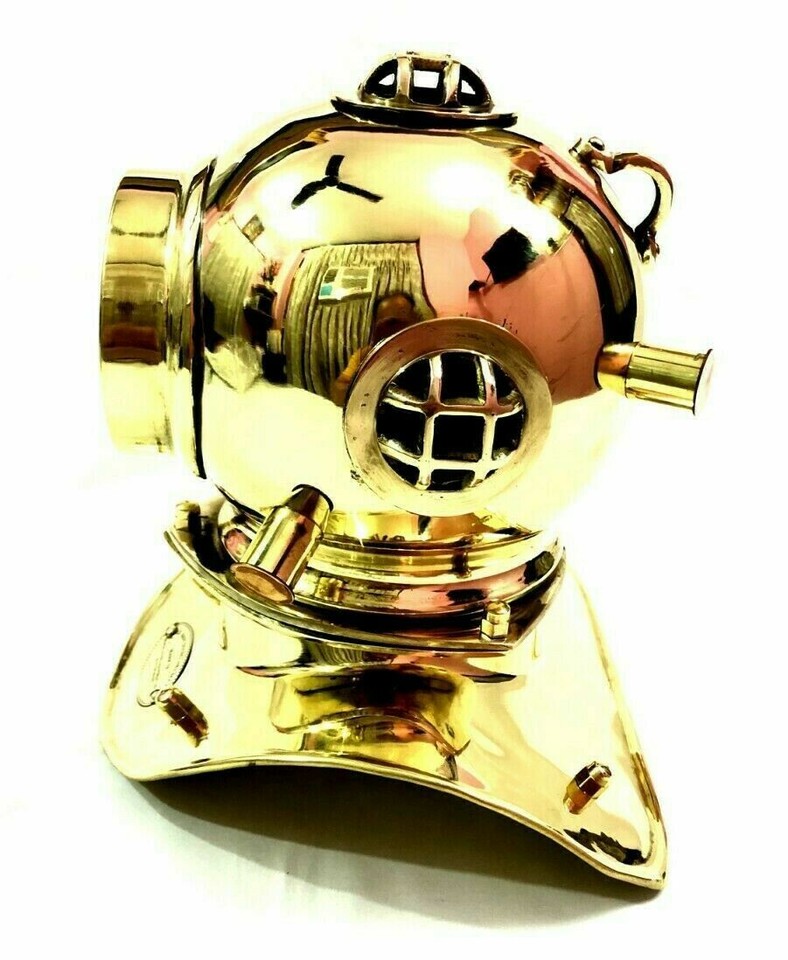 Brass Divers Diving Helmet Nautical Home Desk Decorative Clock Helmet ...