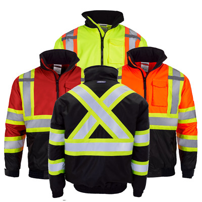 Hi-Vis Insulated Safety Bomber X Back Reflective Jacket ROAD WORK HIGH ...