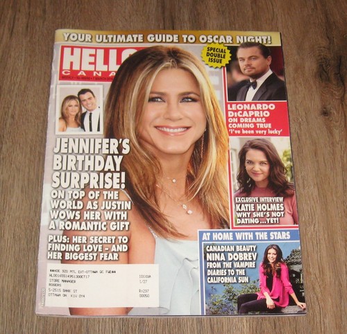Hello Canada magazine Jennifer Aniston NINA DOBREV Leonardo DiCaprio ...