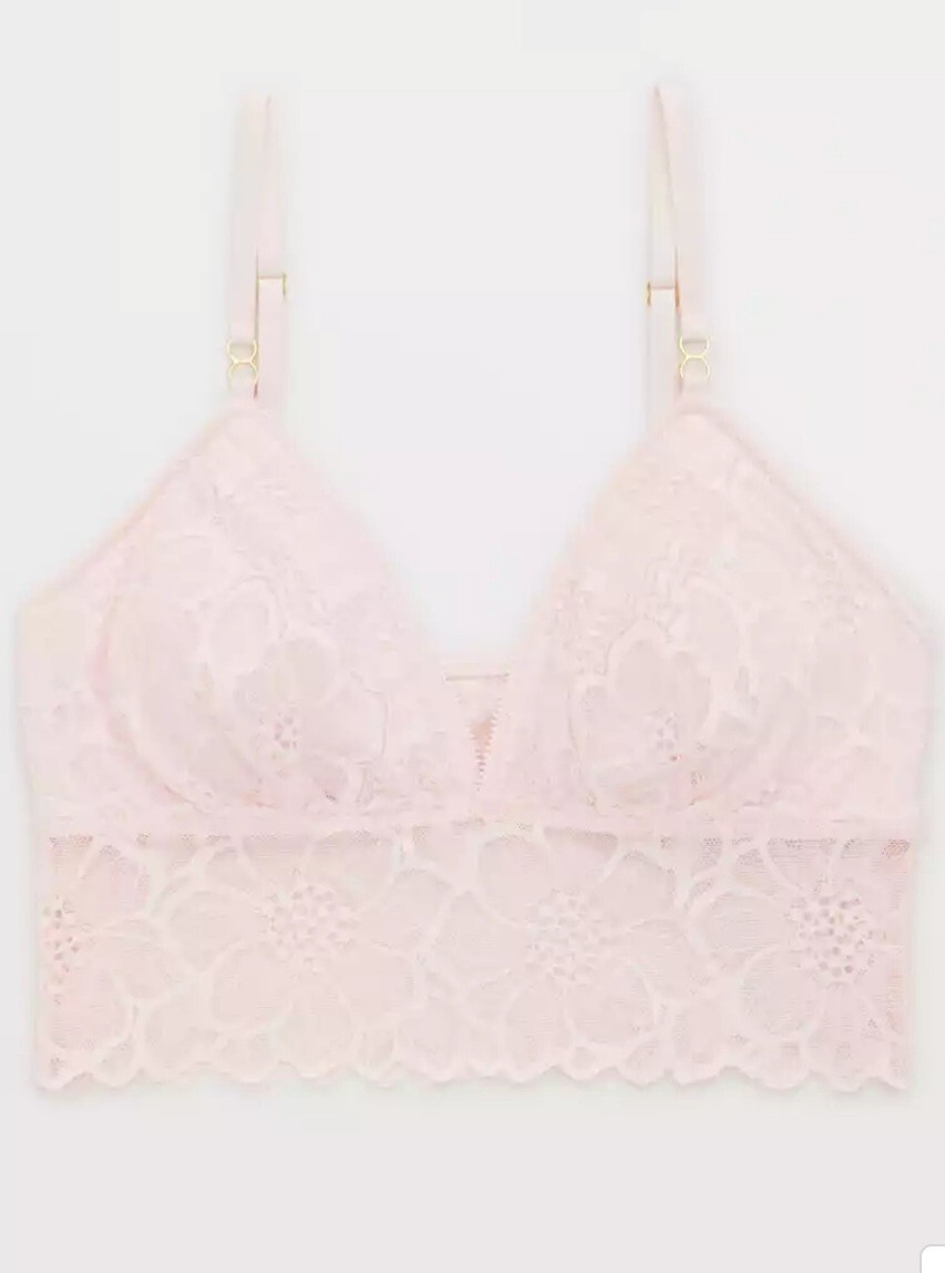 ** Aerie sz L Snow Angel Lace Padded Bralette Ballet Pink ~ NWT! | eBay