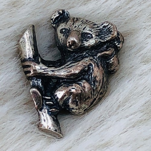 Vtg San Diego Zoo Pewter Koala Bear & Cub Souvenir Tie Tack Lapel Pin ...