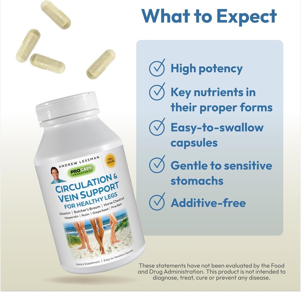 Andrew Lessman Circulation & Vein Support for Healthy Legs 60 Capsules ...