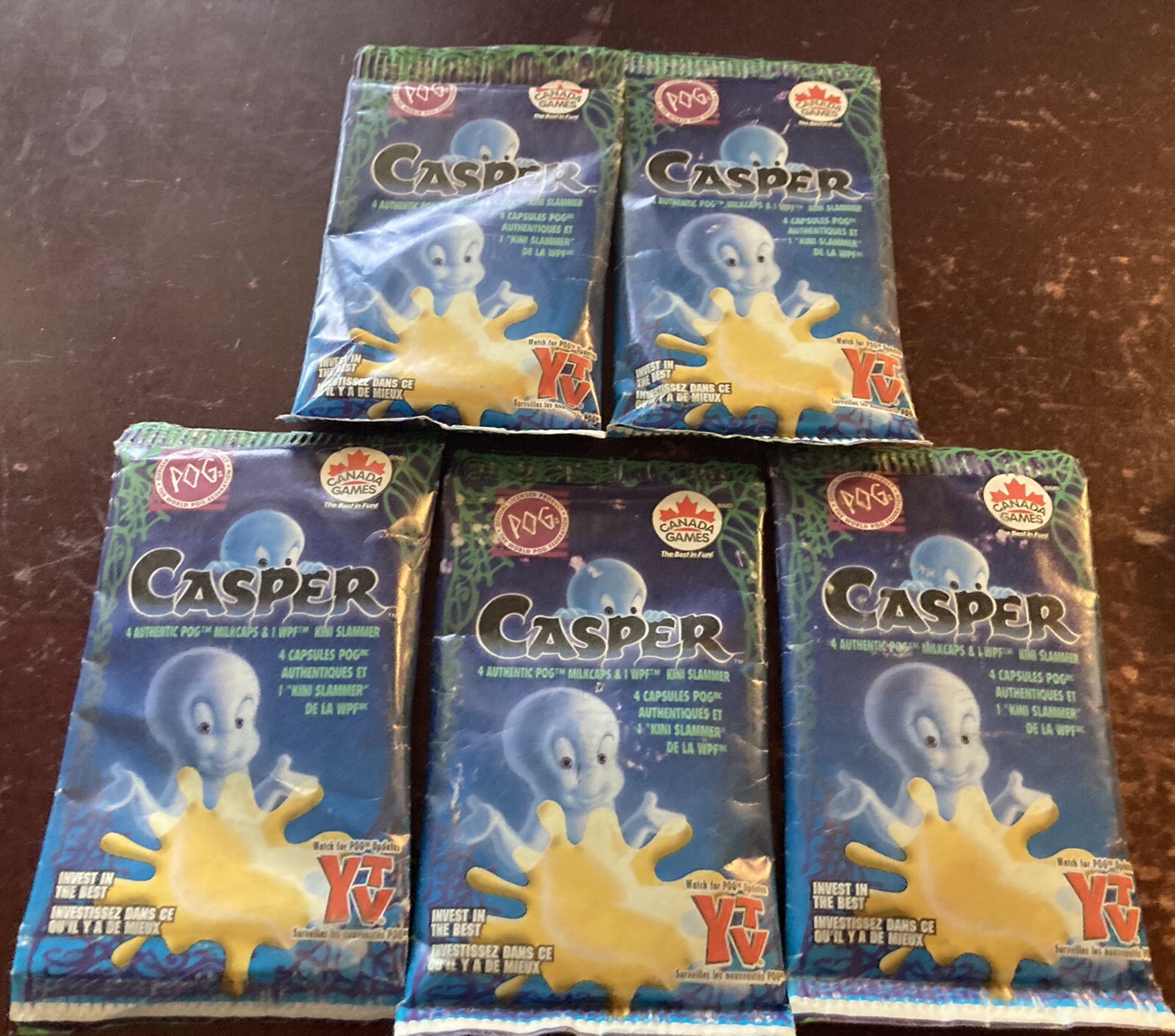 1995 Casper POGS Vintage Pack POG milk caps 4 Capsules And 1 Slammer ...