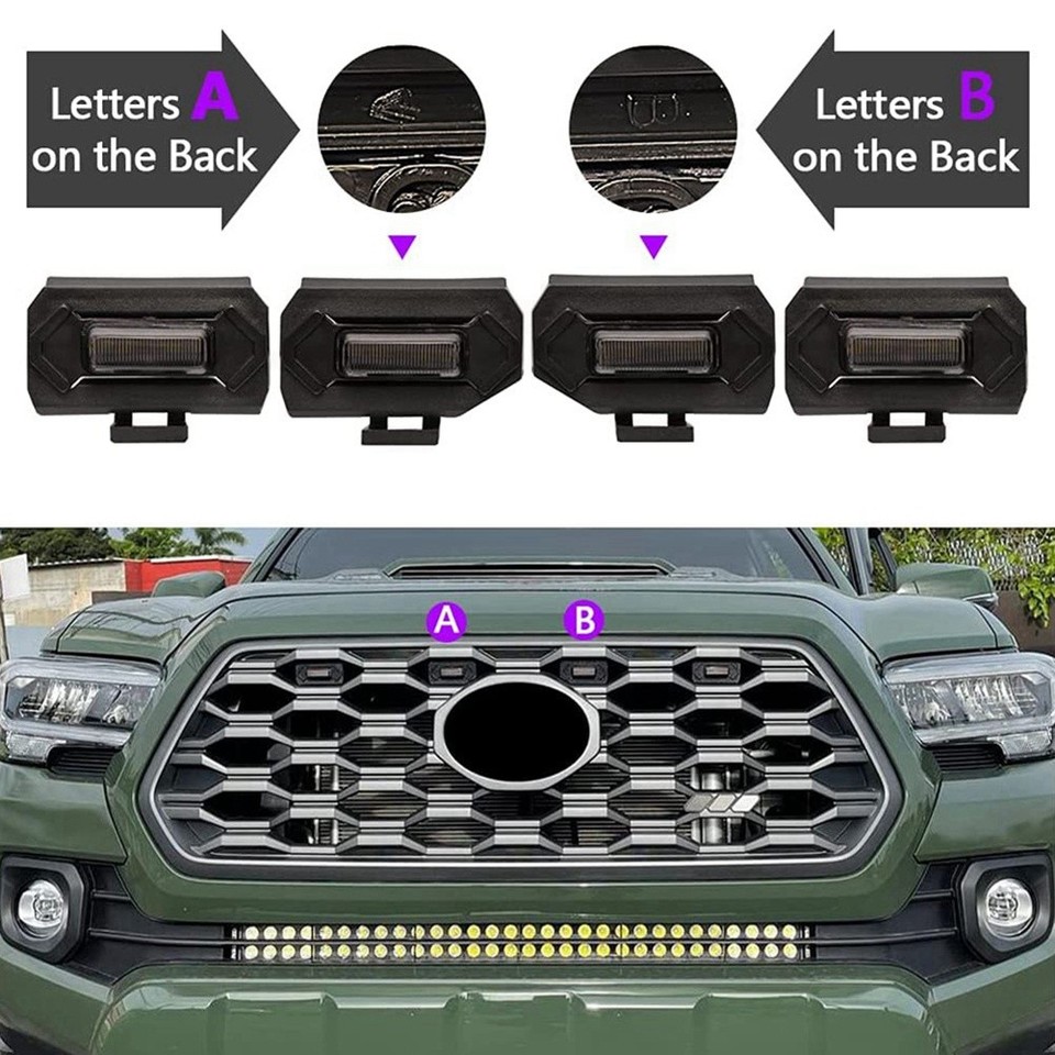 4PCS Car LED Front Grill Lights External Grill Lamp Smoke Car3752 | eBay UK