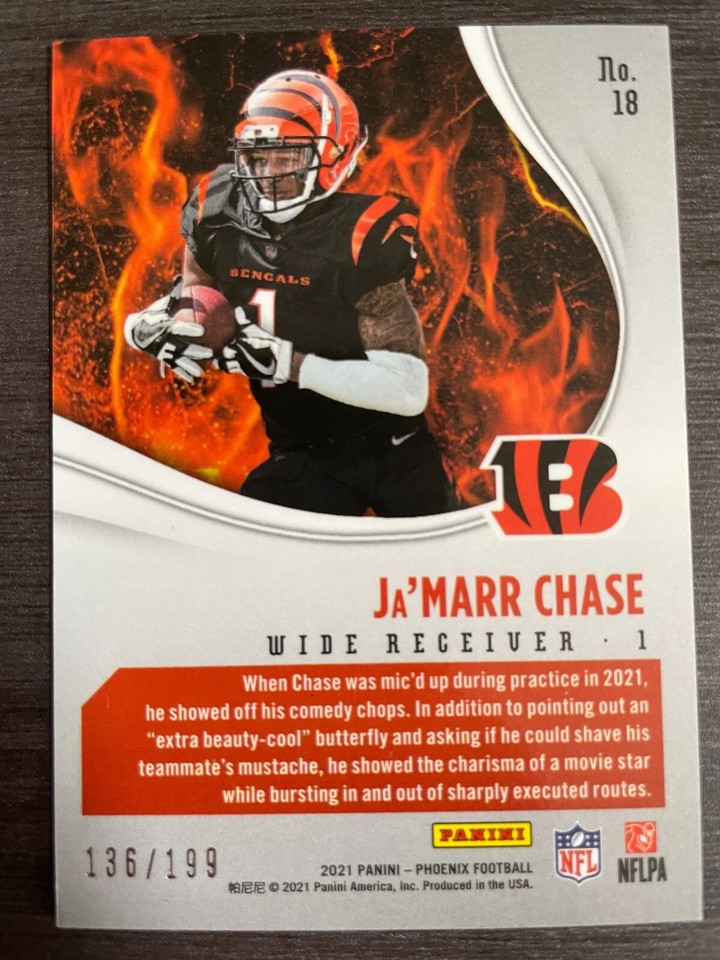2021 Panini Phoenix Ja'Marr Chase Rookie Heat Wave Red Prizm RC SP ...