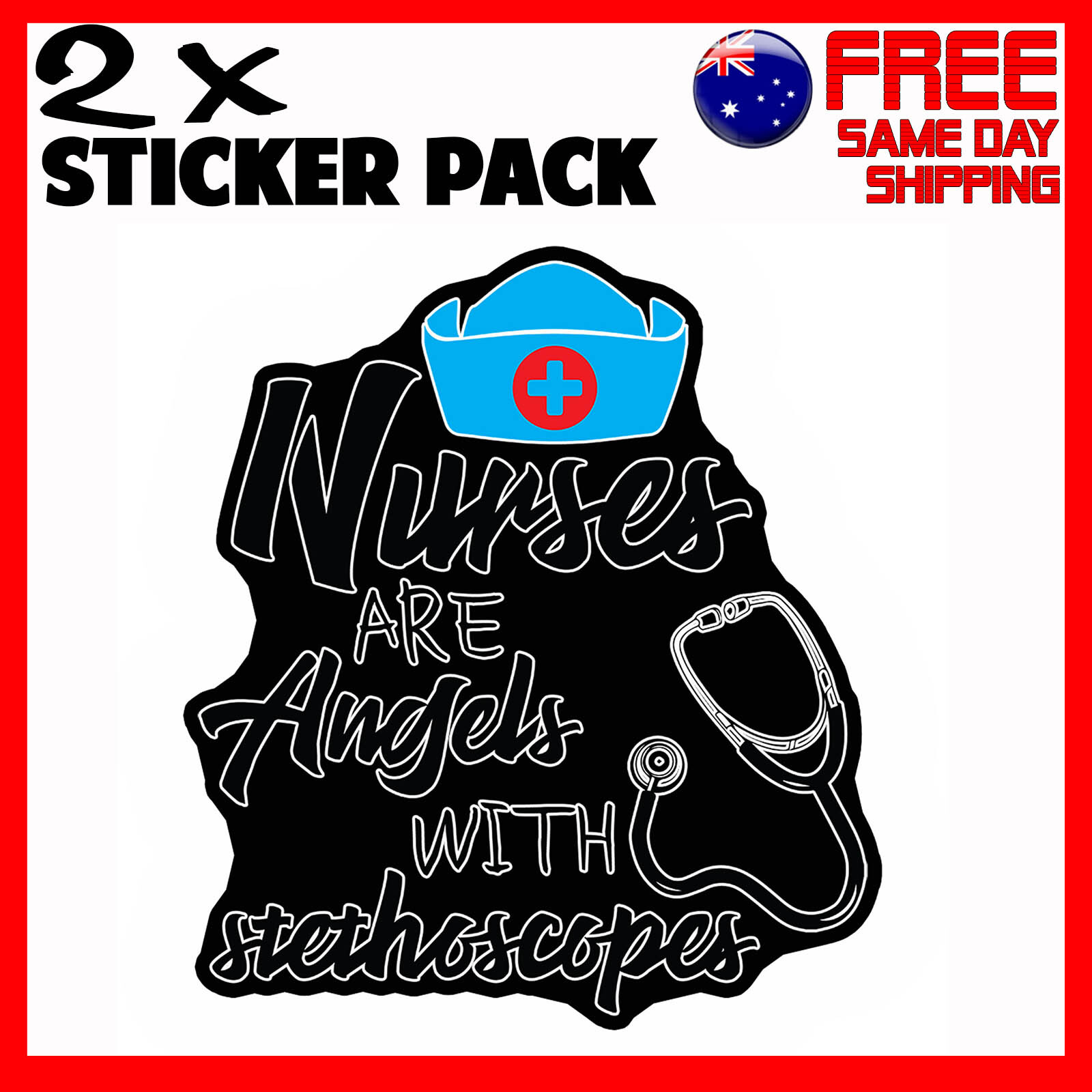 2 x Stickers Nurses Are Angles With Stethoscopes Car Bumper Funny ...