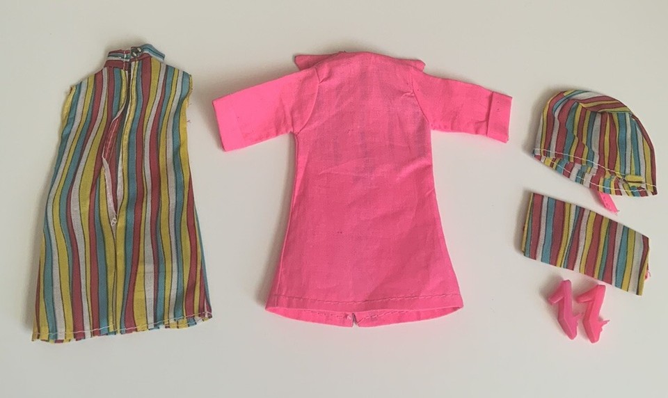 Vintage Barbie Clone Clothes Outfit MOD Dress Coat Hat Bag Shoes HONG ...
