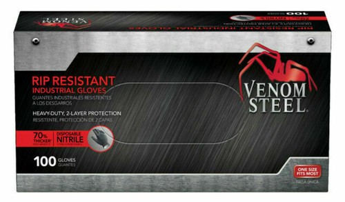 Venom Steel Heavy Duty Nitrile Black Glove 6mil Rip Resistance Latex ...
