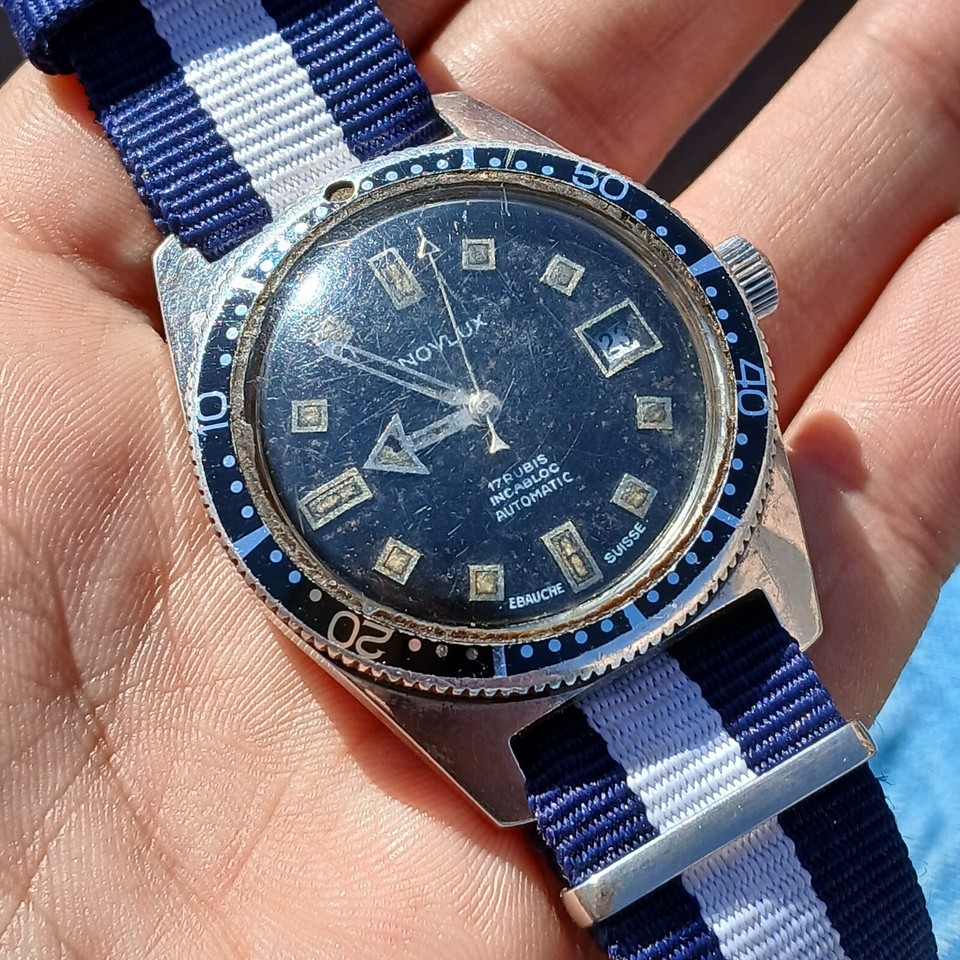 NOVLUX Skin Diver 20 ATM Automatic Vintage Stainless Steel Large 37mm ...