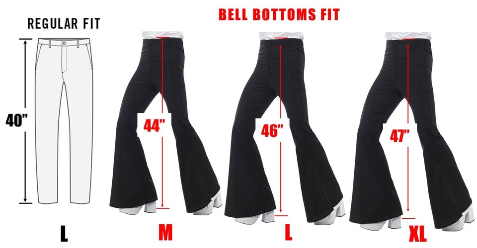 MENS 60S 70S DISCO DANCE FEVER FLARED BELL BOTTOM COSTUME PANTS ...