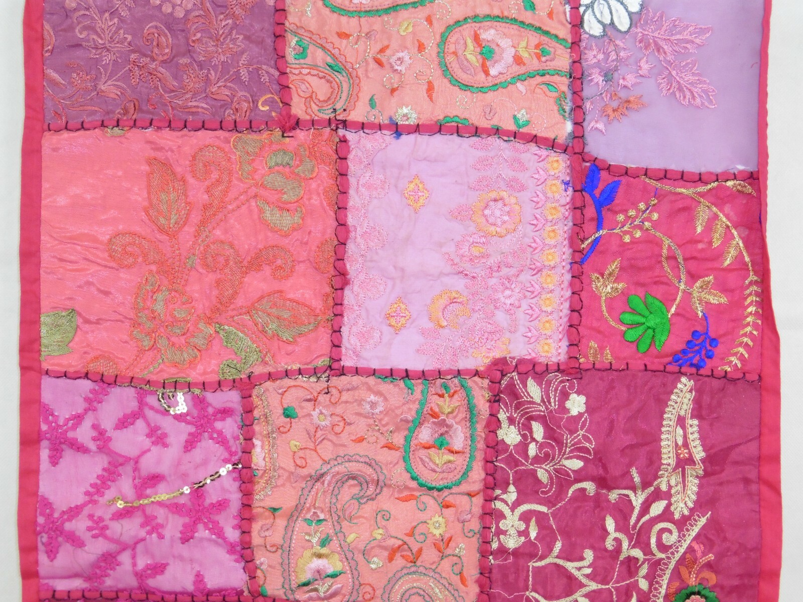 SiL Interiors Beautiful Hot Pink Indian Sari Patchwork Wall Hanging ...