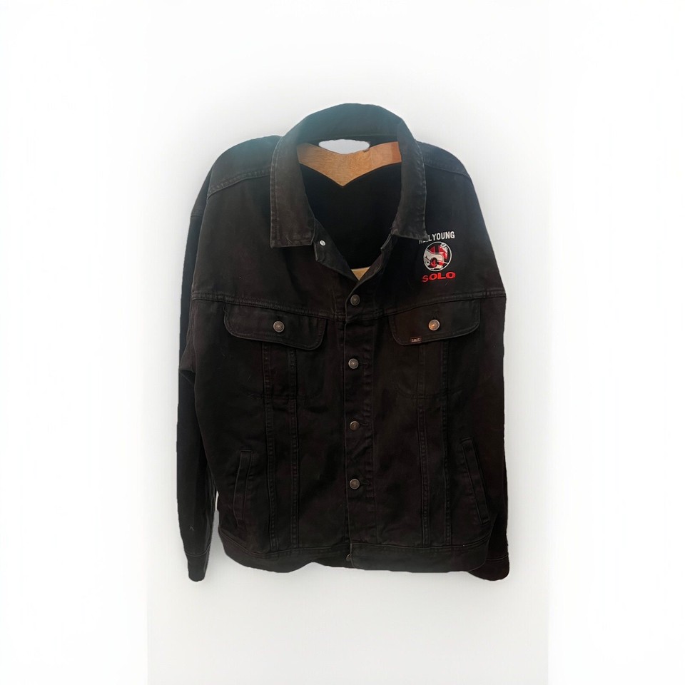 NEIL YOUNG Vintage Concert Solo Tour jean Denim jacket Tee Shirt XL 90 ...