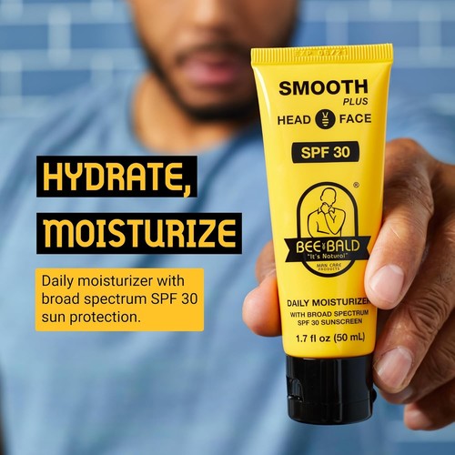 Bee Bald SMOOTH PLUS Head & Face Moisturizer with SPF 30 Sunscreen ...