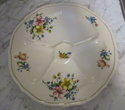 Paramount T.S.&T. Ivory Floral Divided Relish Plate - 11" Gold Accent ...