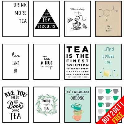 Tea Poster Framed Tea Themed Wall Artwork Tea Lovers Gift Print Kitchen ...