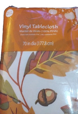 Fall Vintage-Orange Vinyl Tablecloth 52x70 Thanksgiving Dinner Autumn ...