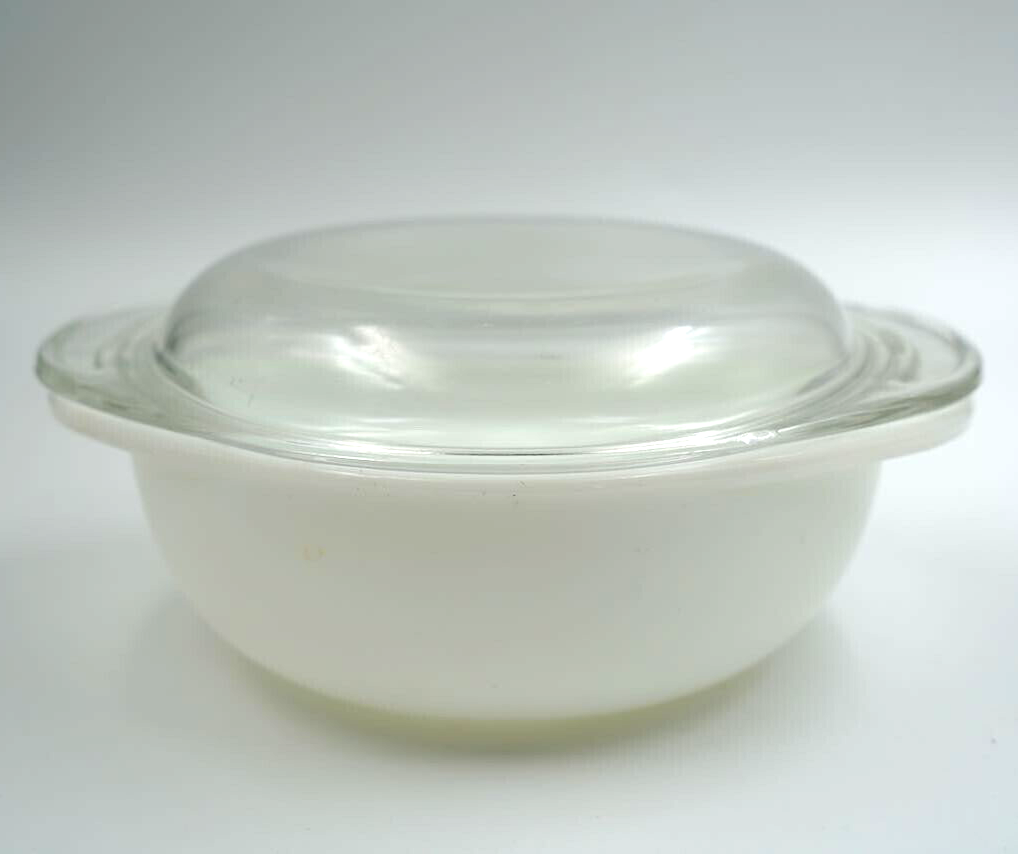 Vintage Pyrex Opal White Ovenware 022 Casserole Bowl and Clear Glass ...