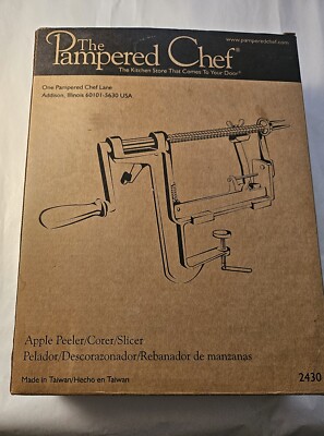 Pampered Chef Apple Peeler/Corer/Slicer #2430, w/box, used once. | eBay