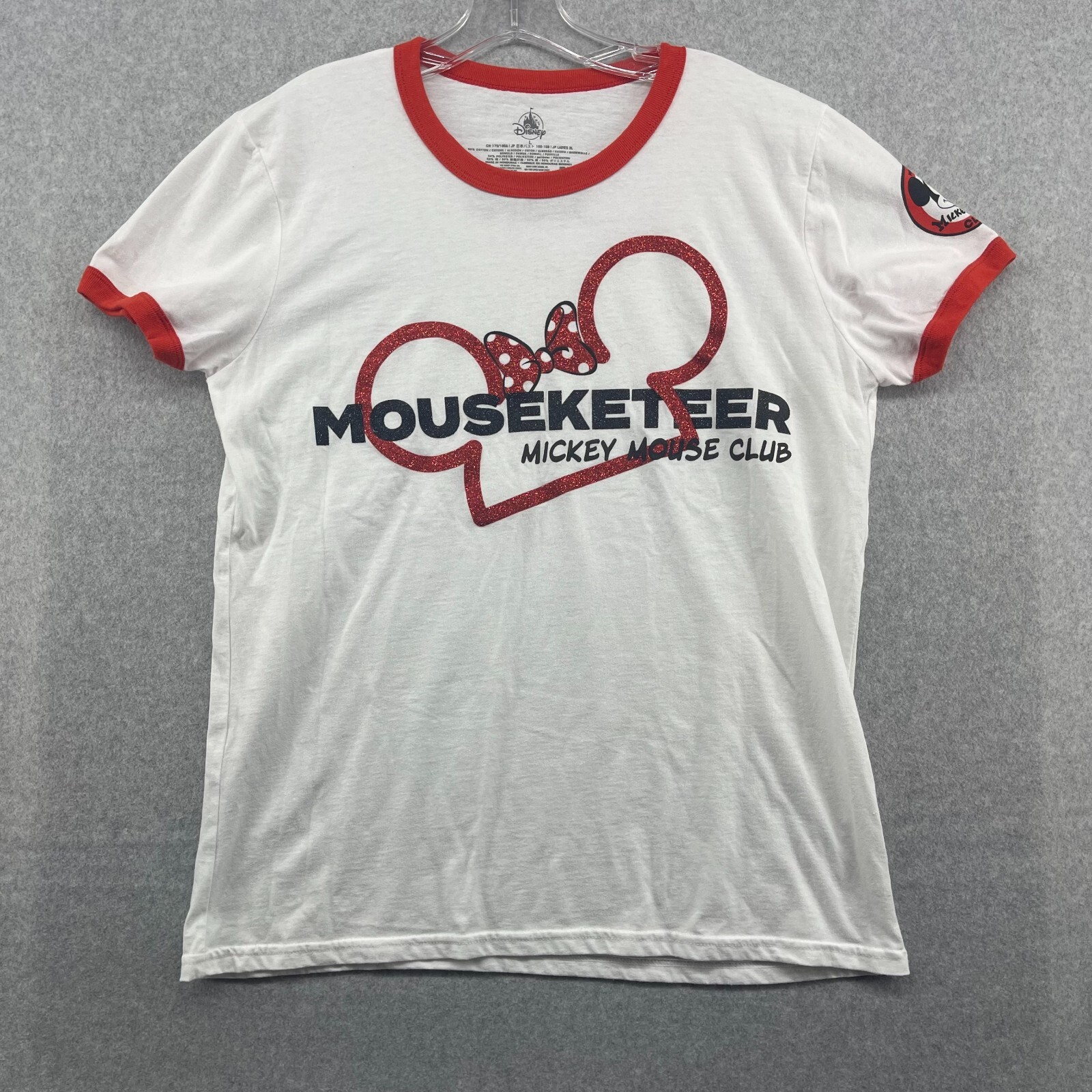 Mouseketeer Mickey Mouse Club Womens Minnie Logo Sparkling Glitter T ...