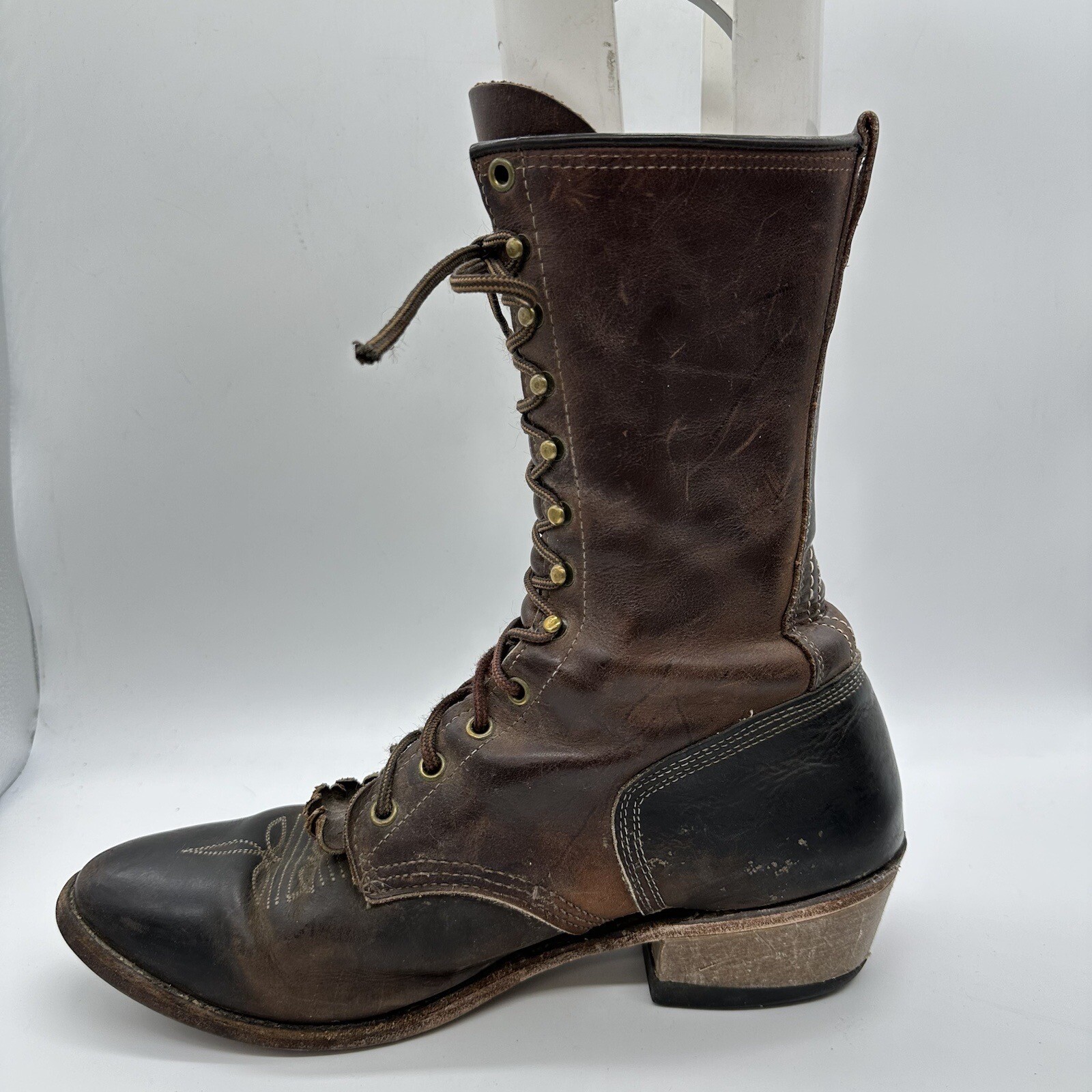 Vintage Packer Boots Black Brown Two Tone Leather Lace Up Mens Sz 10.5 ...