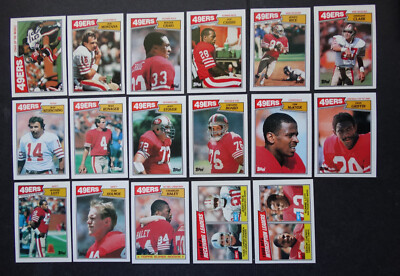 1987 Topps San Francisco 49ers Team Set of 17 Football Cards | eBay