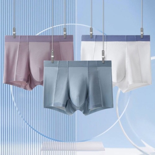 Mesh Ice Silk Boxers Mid Waist Underwear for Men Men Silk Boxer Briefs ...