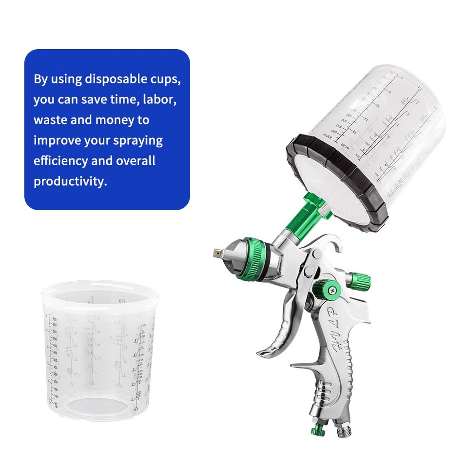 Disposable Paint Spray Gun Cup Liners and Lid System 22 Ounce/650ML Kit ...