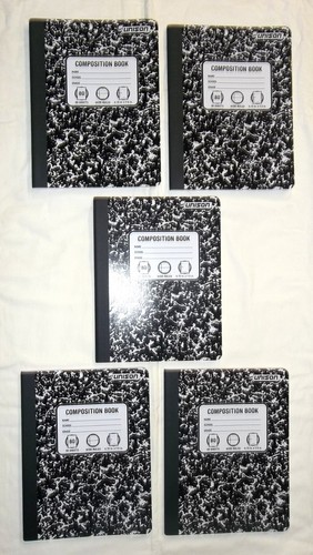 5 - WIDE RULED 9.75" X 7.5" UNISON COMPOSITION 80 SHEETS PER BOOK ...