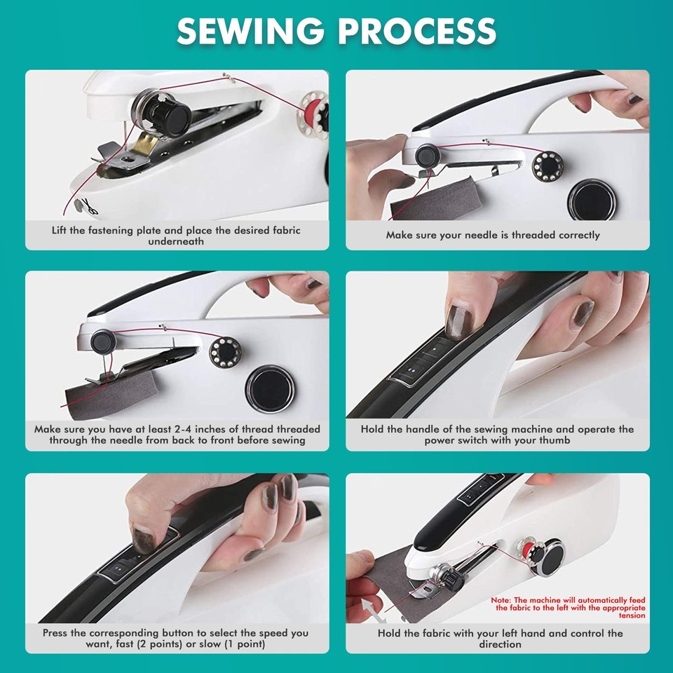 Mini Handheld Sewing Machine - Quick Fix Portable Electric Stitcher Kit ...
