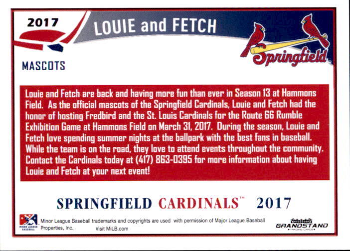 2017 Springfield Cardinals Grandstand #30 Louie MASCOT - NM Baseball ...