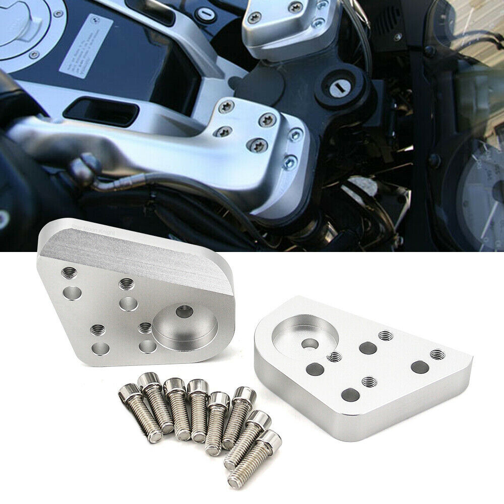 Silver/Black Left & Right 1" Handlebar Risers Extender Adaptors For BMW ...