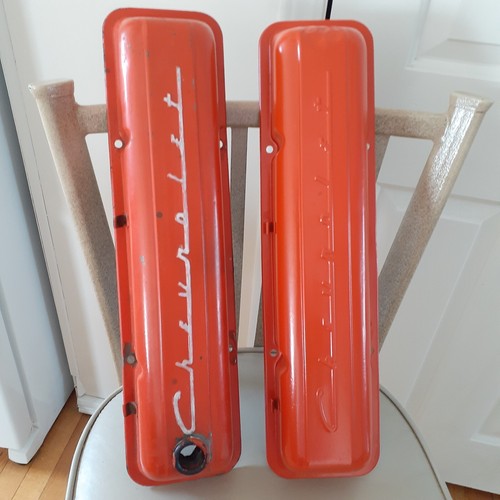 Chevrolet SBC Script Valve Covers 265 283 350 V8 Straight Unstaggered ...