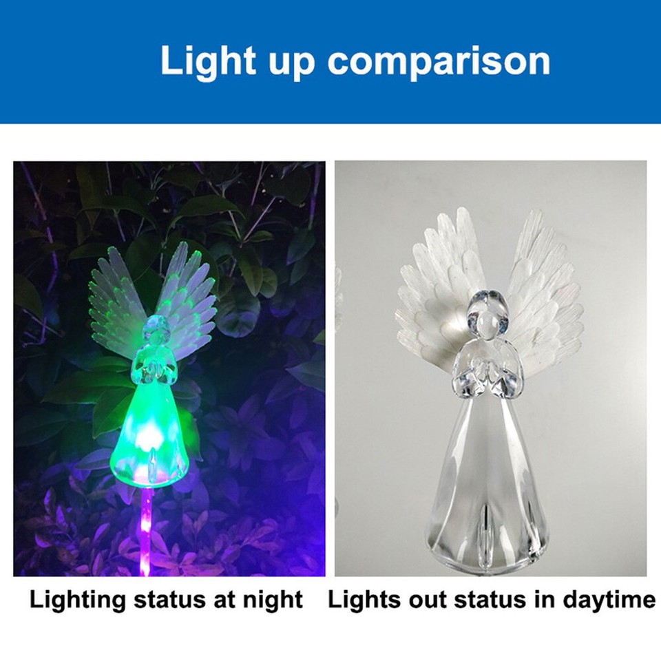 2 Pack Solar Powered Angel Lights Outdoor Decorative Light For Garden ...