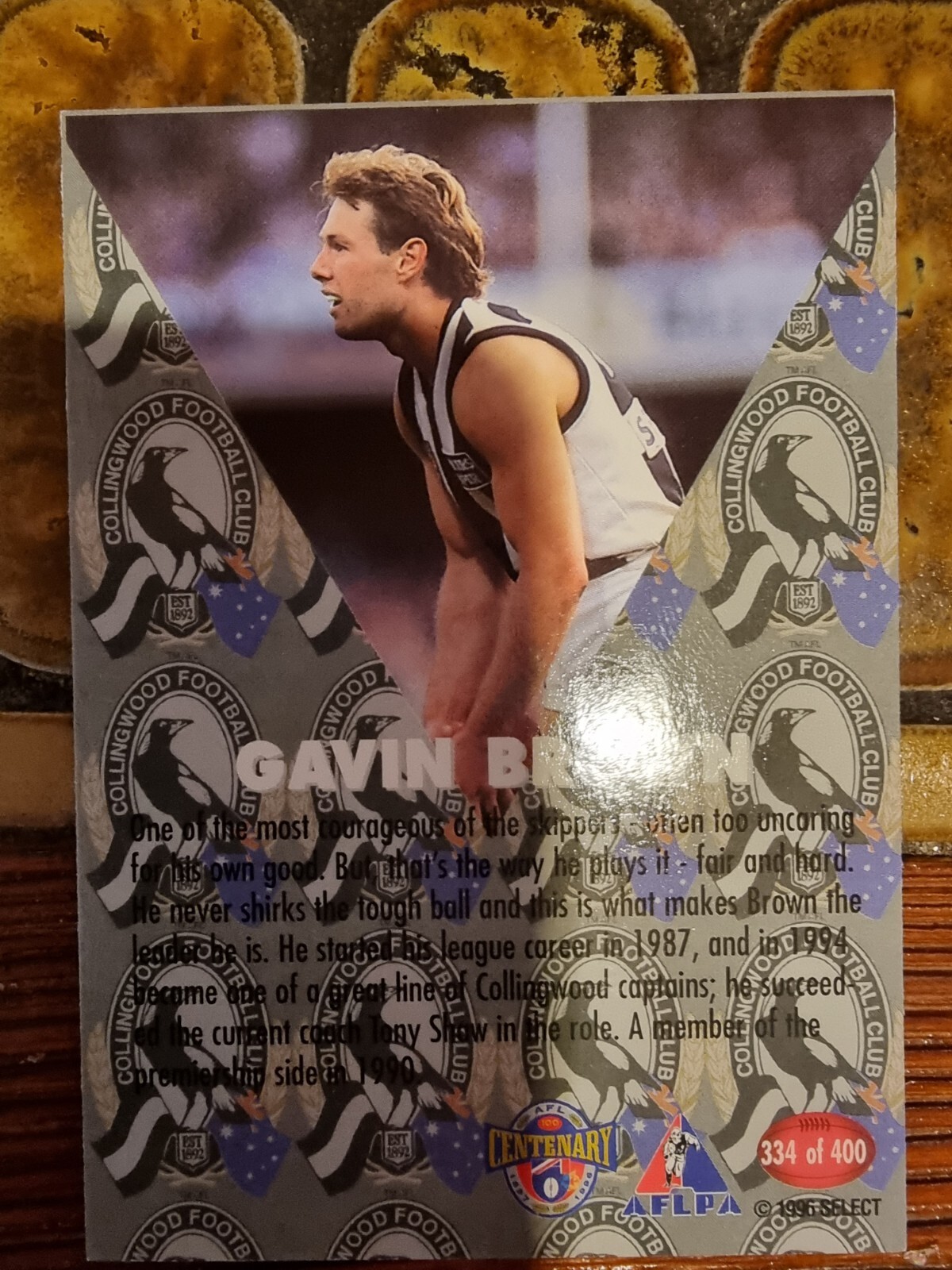 AFL 1996 Select Collingwood Magpies - Gavin Brown Captain Card No.334 ...