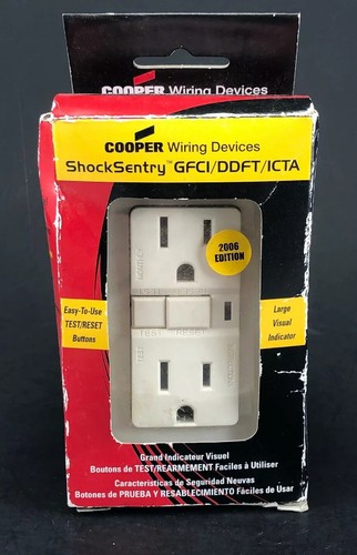 Cooper ShockSentry GFCI/DDFT/ICTA Duplex Receptacle Almond, VGF15LA-SP ...