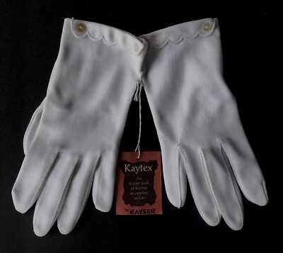 Vintage Pair of Kaytex by Kayser White Nylon Gloves Size Medium - NEW ...