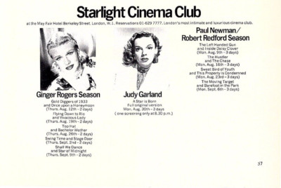 (F&F64) ADVERT 5X8" STARLIGHT CINEMA CLUB. GINGER ROGERS & JUDY GARLAND ...