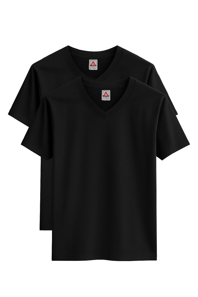 A1 Men's Black V-Neck T-Shirts| Black |multipack | Soft Cotton | Size ...