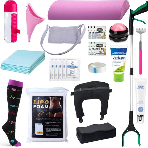 BBL Plus Post Surgery Supplies Kit with Back Support Pillow | 36-Piece ...