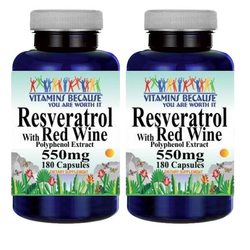 Resveratrol avec Rouge Vin 550mg Polyphénols Extrait 2X180 Capuchons ...